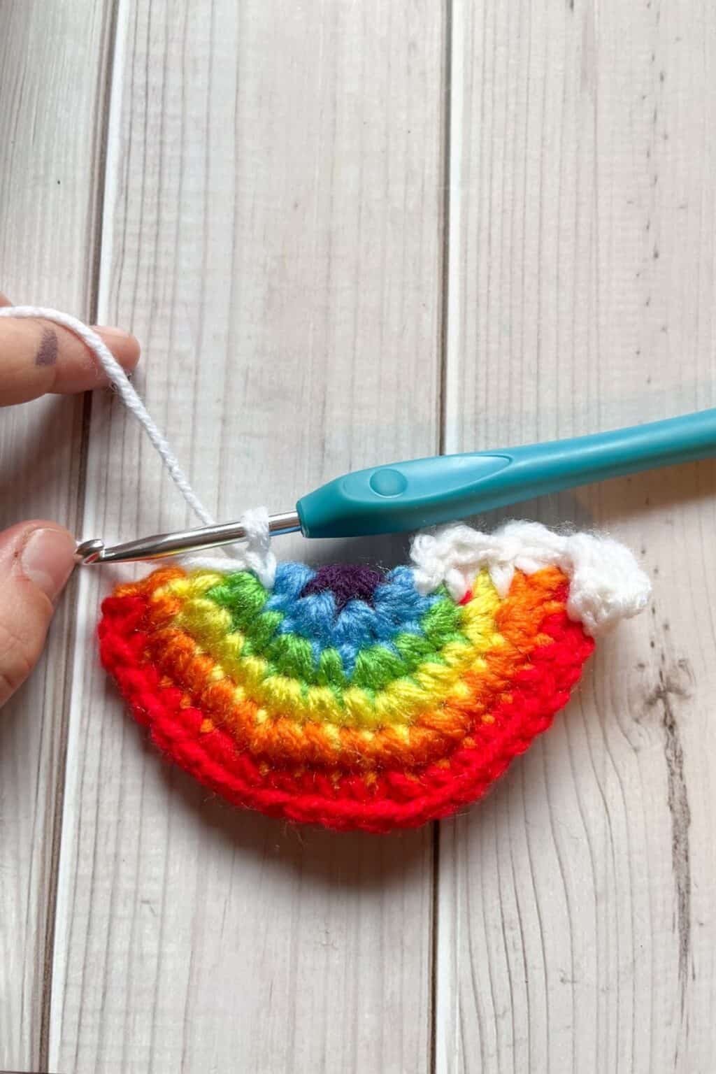 Crochet Rainbow Keychain Pattern - thecaffeinatedsnail.com