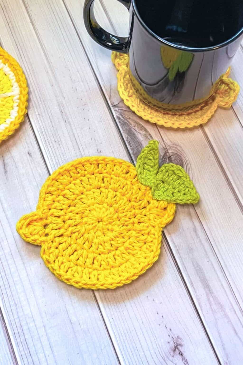 Crochet Lemon Coaster Pattern - thecaffeinatedsnail.com