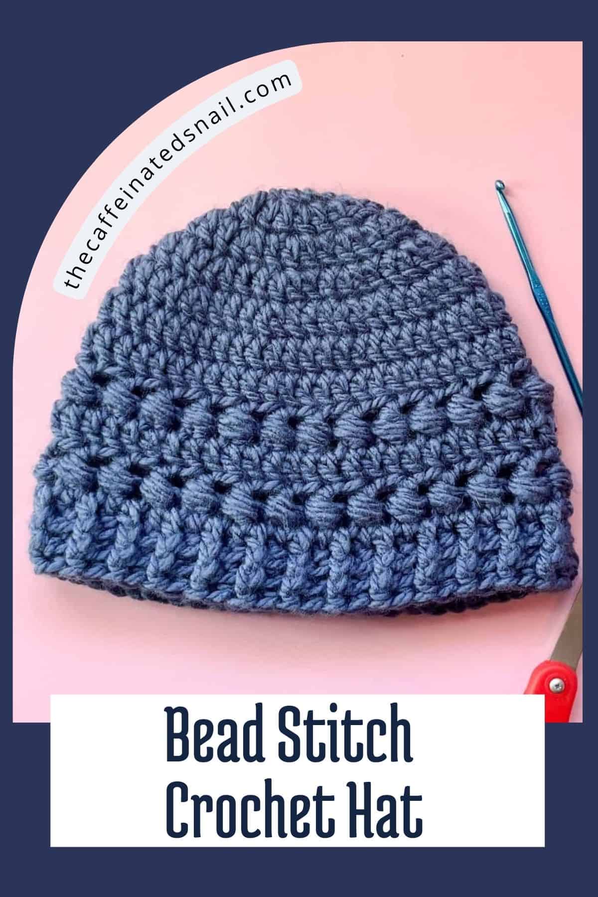 Crochet Moss Stitch Hat Pattern - thecaffeinatedsnail.com